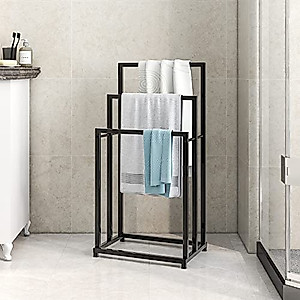 Crocofair Freestanding Metal Towel Rack Holder with 3 Tier for Bathroom Towel Rack Hand Towels Modern Washcloths Holder Drying Rack (Black) (3-Tier, Black)