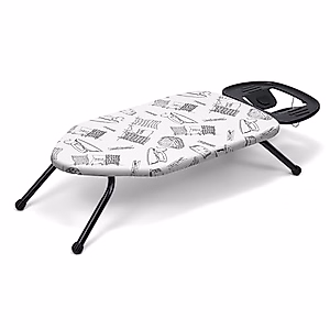 Duwee 14"×25" Table Top Ironing Board with Iron Rest,Small Ironing Board Heat Resistant Cover with Thick Padded Cover,Compact,Folding Legs,White