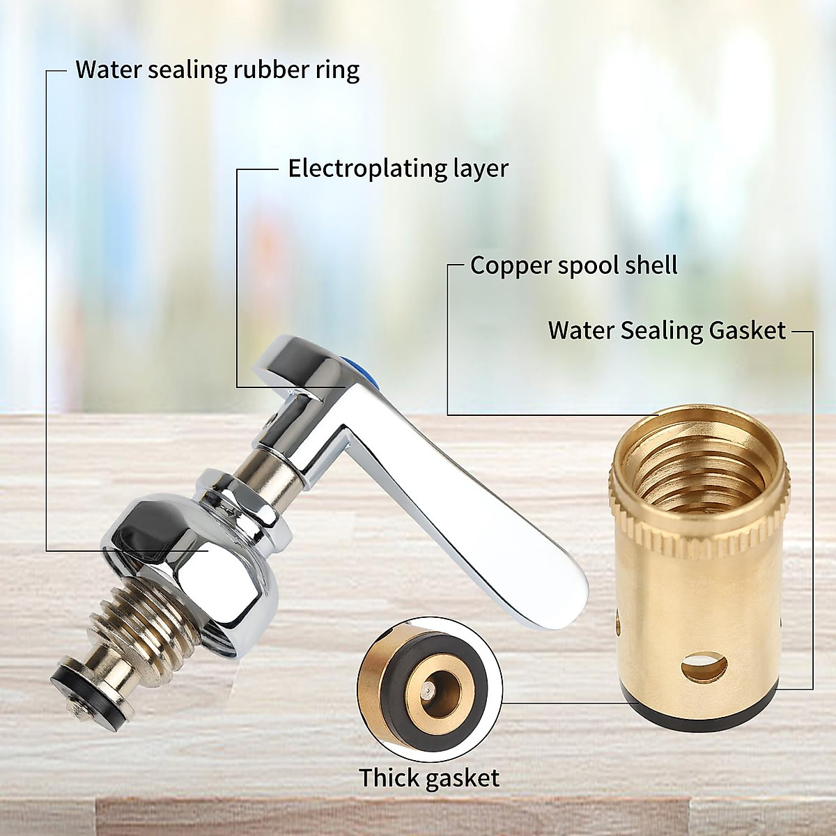 KWODE Replacement Brass Hydraulic Control Spindle Assembly Cartridge Faucet Valve for Bathroom Kitchen Wall Mount Commercial Faucet (1 Pair Hot & Cold)