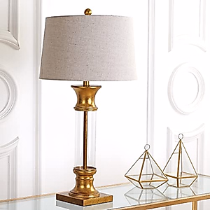 JONATHAN Y JYL4000B-SET2 Set of 2 Table Lamps Hunter 32" Metal/Glass LED Table Lamp Cottage Rustic Bedside Desk Nightstand Lamp for Bedroom Living Room Office College Bookcase, Gold/Clear