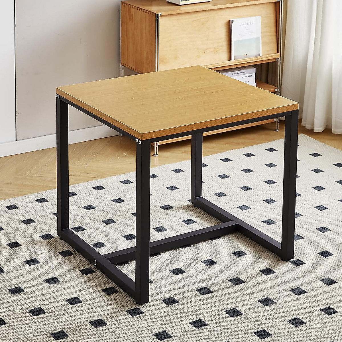 3-Piece Kitchen Dining Room Set, Small Dining Table Set for 2, Wood Square Dining Table with 2 White Faux Leather High Back Chairs for Home Kitchen Living Room Restaurant, Space Saving Dinette