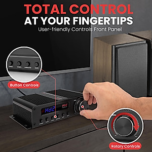 Pyle 100W 5 Channel Audio Amplifier - Wireless Bluetooth Home Theater Power Stereo Receiver with Surround Sound w/HDMI, AUX, FM Antenna, Subwoofer Speaker Input, 12V Adapter - PFA540BT.6