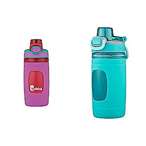 bubba Flo Kids Water Bottle, Mixed Berry & Flo Kids Water Bottle with Leak-Proof Lid, 16oz Dishwasher Safe Water Bottle for Kids, Impact and Stain-Resistant, Aqua Waters