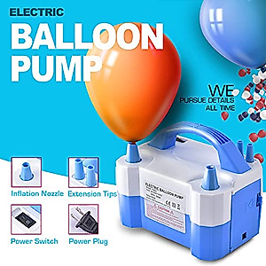 YIKEDA Electric Air Balloon Pump, Portable Dual Nozzle Electric Balloon Inflator/Blower for Party Decoration,Used to Quickly Fill Balloons - 110V 600W [Blue]
