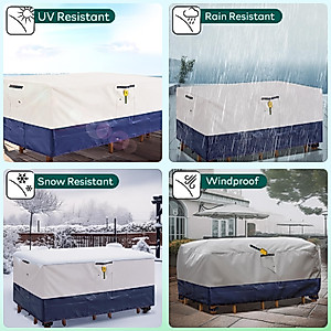 Time Forest Rectangular Patio Table Covers Waterproof for Outdoor Furniture, Outdoor Dining Table Chair Set Covers 600D Oxford Heavy Duty, Lawn Patio Furniture Covers 72"Lx44"Wx 23"H,Fog/Navy