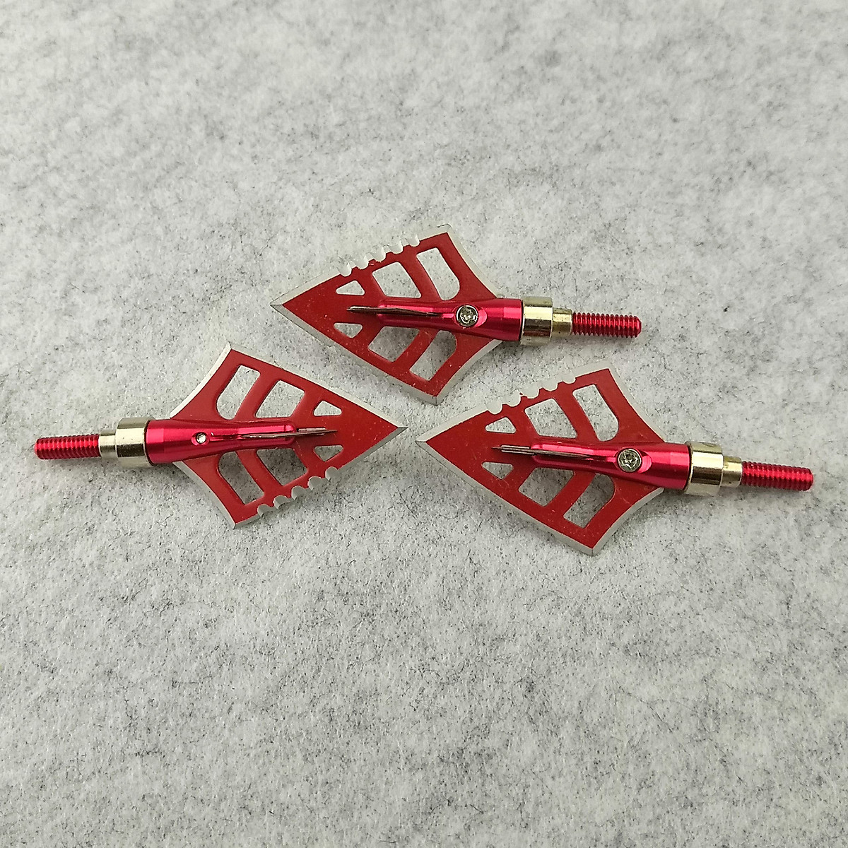 AMEYXGS Broadheads 125 Grain Archery Hunting Arrowheads for Compound Bow Crossbow Fixed Blade 4 Blade broadheads(RED 2)