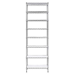 Finnhomy 8-Tier Wire Shelving Unit, Adjustable Pantry Shelves, 8 Shelves Metal Shelving for Storage, Wire Storage Racks or Two 4-Tier Shelving Units with 8 Pieces of PE mat, NSF Certified, Chrome