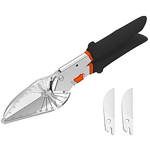 GARTOL Large Miter Shear Cutter, Multifunctional Multi Angle Trunking Shear, Angle Shears Scissors For Vinyl Wood Molding Trim, Angle Cutter Adjustable at 45 to 135 Degree with Replacement Blades