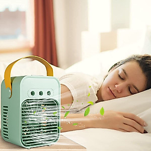 Portable Air Conditioner, Rechargeable USB Cordless Air Cooler, Personal Space Mini Evaporative Desk Fan, 3 Speeds Humidifier Misting Fan for Home, Office, Room