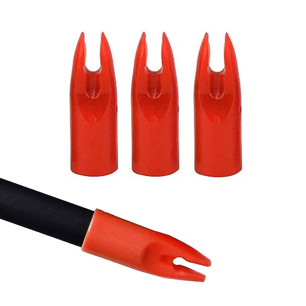 50pcs Arrow Nocks Archery Plastic Nocks Replacement Arrow Tail Glue On 7mm Arrow Shaft for DIY Arrows End Accessory (Red)