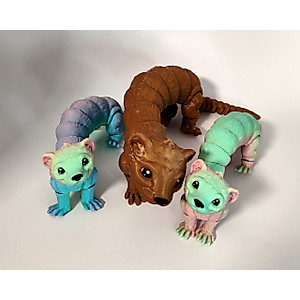 Ferret Fidget Adorable Sensory Toy Desktop Fidget, ADHD Fidget - 3D Printed for Adults and Teens (Small, Black)