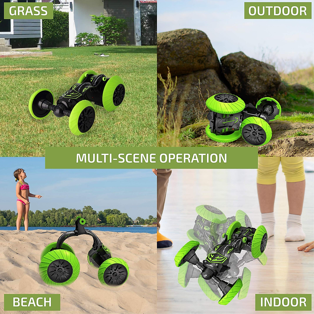 PP PICADOR RC Stunt Car for Kids, 360°Flips Double Sided Durable RC Crawler Toy Gift, 2.4 GHZ Remote Control with USB Cable and Battery