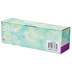 Silver Buffalo Lilo and Stitch Props 4-Pack Mini Glass Set, 1.5 Ounces
