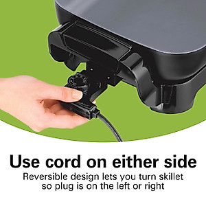 Hamilton Beach Electric Skillet with PFAS-Free Durathon Ceramic Coating, Removable 12x15” Pan, Adjustable Temperature, Reversible Design, Tempered Glass Lid, Black Nonstick Surface (38531)