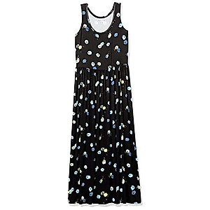 Amazon Essentials Women's Tank Waisted Maxi Dress (Available in Plus Size), Black Graphic, 3X