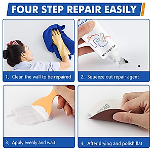 4 Pack Drywall Repair Kit, Wall Spackle Repair, Wall Mending Agent, Drywall Hole Fill Quick and Easy Solution, Wall Patch Repair Kit with Scraper and Sandpaper(4 x 100g)