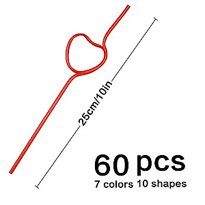 VOKOY 60pcs Crazy Loop Straws, Colorful Reusable Drinking Straws Funny Straws for Kids, Birthday Party, Parties, Carnivals