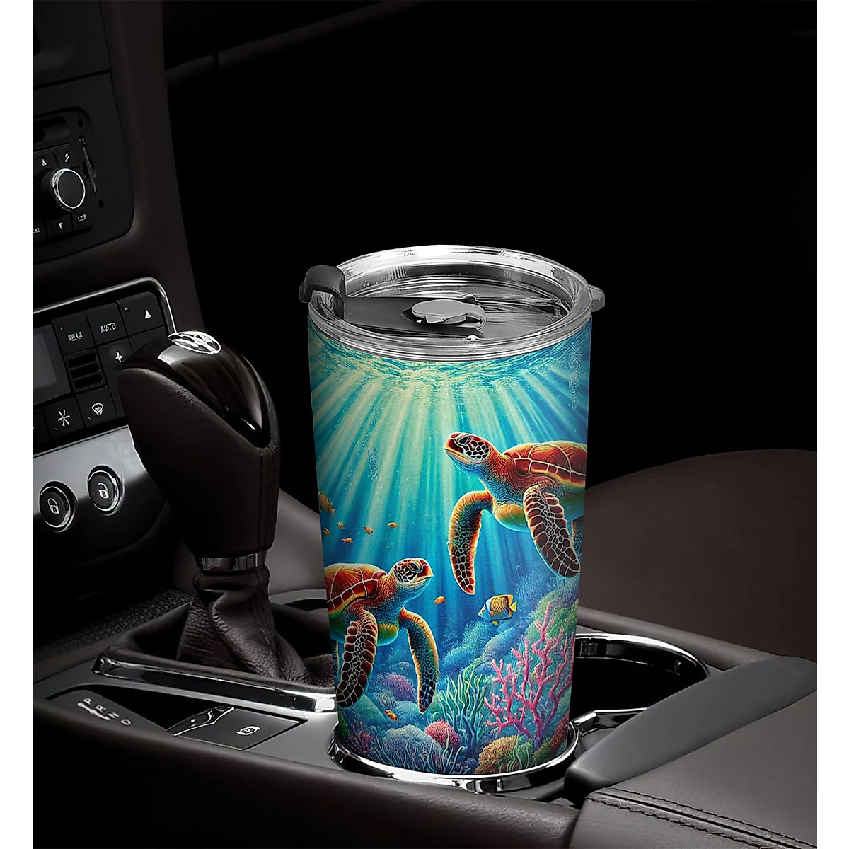 20oz Sea Turtle Tumbler, Gifts for Turtles Lovers, Ocean, Beach Gifts, Coffee Thermos for Women, Men, Stainless Steel Double Wall Vacuum Insulated Coffee Mug, Travel Cup with Lid