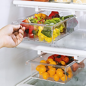 Sorbus Pull Out Fridge Drawer - Attachable Deli Drawer - Adjustable Refrigerator Storage Bin - Clear Plastic Kitchen Accessories
