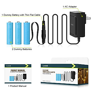 Lenink AC Power Supply Adapter for 3 AA Battery, AA Battery Replacement Adapter for LED Light, Decorations (Black)