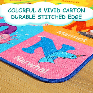 B BENRON Kids Rug Cute Playroom Rug with ABC Alphabet Animals Classroom Rug Educational and Fun 4x6 Area Rugs for Baby Toddler Children Learning Girls Boys Bedroom Nursery Rug Washable