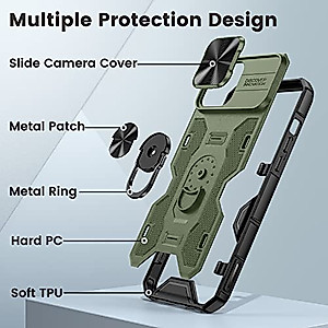 Caka for iPhone 13 Pro Max Case, iPhone 12 Pro Max Case with Kickstand Camera Cover with Built-in 360° Rotate Ring Stand Magnetic Magnet Protective Phone Case for iPhone 13 Pro Max/12 Pro Max -Green