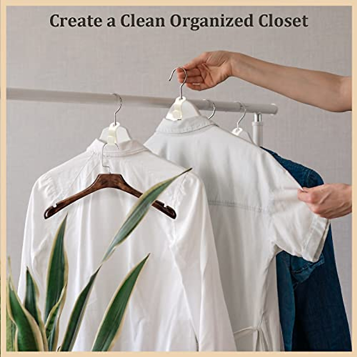 LAHONI 40 Pieces Clothes Hanger Connector Hooks, Plastic Hanger Cascading Connection Hook Mini Hangers Extender Clips for Closet Organizer, Space Saving, White