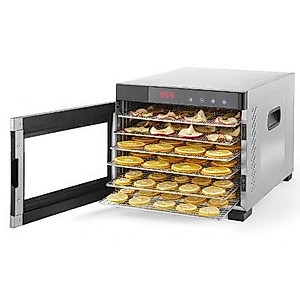 Samson "Silent" 6 Tray All Stainless Steel Dehydrator with Glass Door and Digital Timer and Temperature Control for Fruit, Vegetables, Dog Treats, Fruit Leathers and More Quiet and Convenient