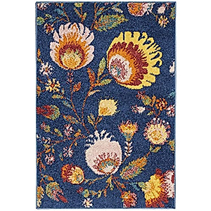 Nourison Allur Floral Navy Multicolor 2' x 3' Area -Rug, Easy -Cleaning, Non Shedding, Bed Room, Living Room, Dining Room, Kitchen (2x3)
