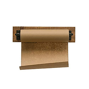 Creative Co-Op 12" W Paper Roll on Wood & Metal Bracket Wall Organizer, Brown