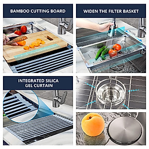 Kitchen Sinks 33x19 inch Workstation Undermount Sink Stainless Steel Sink 16 Gauge Single Bowl Kitchen Sinks with Accessories