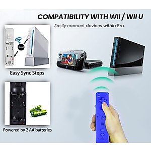 PGYFDAL 2 Pack Remote Controller and Nunchuck Joystick for wii Console, Gamepad with Silicone Case and Wrist Strap (Pink and Dark Blue)
