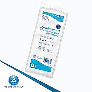 Dynarex DynaGinate AG Silver Calcium Alginate Rope Dressings - ¾"x12", Calcium Alginate Wound Dressing with Silver Ions, 1 Box of 5 DynaGinate AG Silver Calcium Alginate Rope Dressings - ¾"x12".