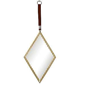 Funerom 8 x 5 inch Decorative Wall Mirror Small Decor Mirror Gold Diamond Shape