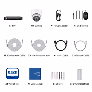 ANNKE H500 16CH PoE Home Security Camera System, 16 x Wired 3K Outdoor IP Cameras with Clear Night Vision, H.265+ 4K/8MP NVR Surveillance System NO HDD, for 7/24 Recording