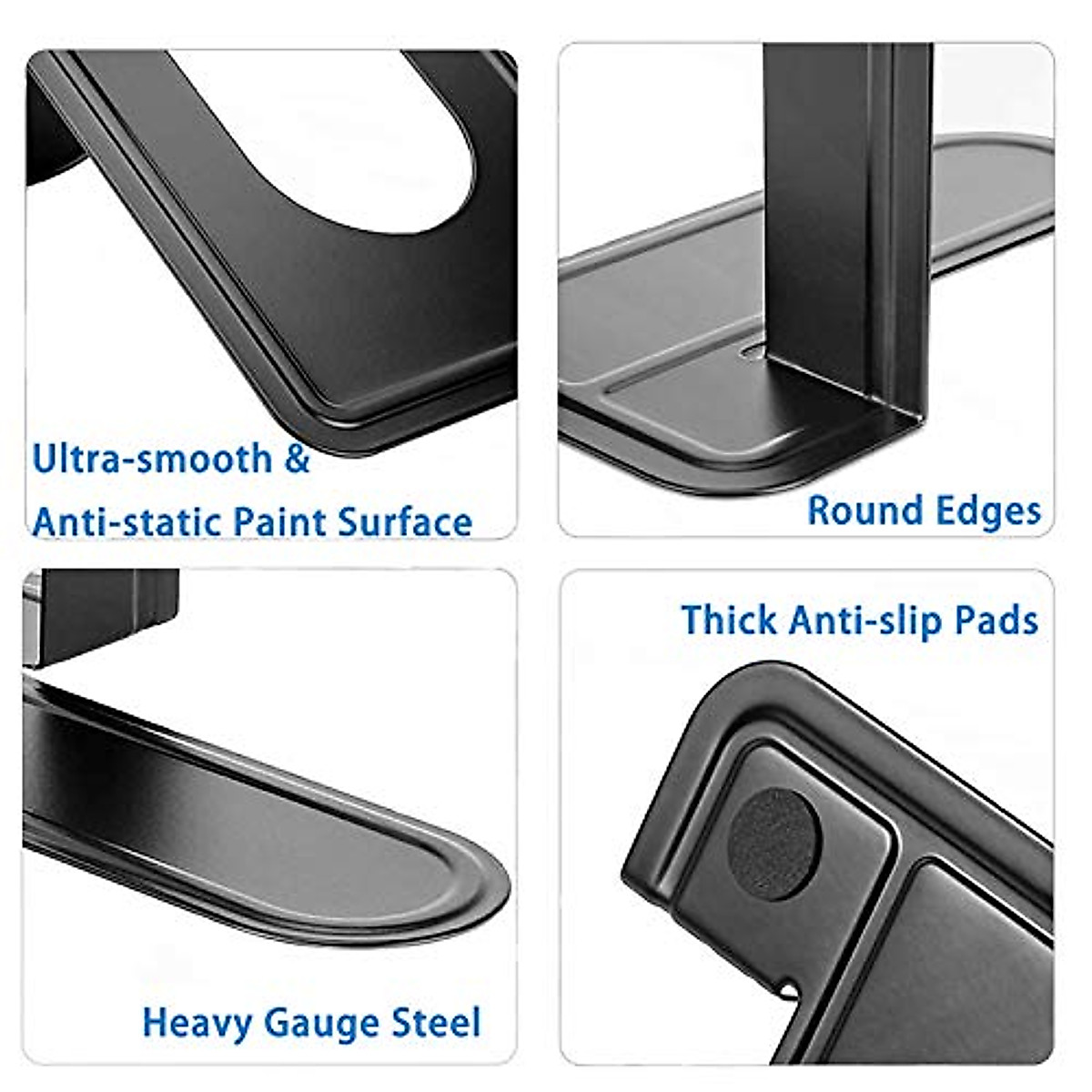 Metal Book Ends for Shelves, Book Shelf Holder Home Decorative, Book Ends for Heavy Books/Movies/CDs, Black 6.5 x 5 x 5.7 in, 4 Pair/ 8 Piece