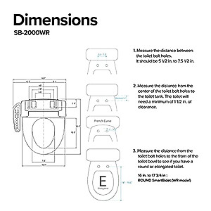 SmartBidet SB-2000 Electric Bidet Seat for Round Toilets - Electronic Heated Toilet Seat with Warm Air Dryer and Temperature Controlled Wash Functions