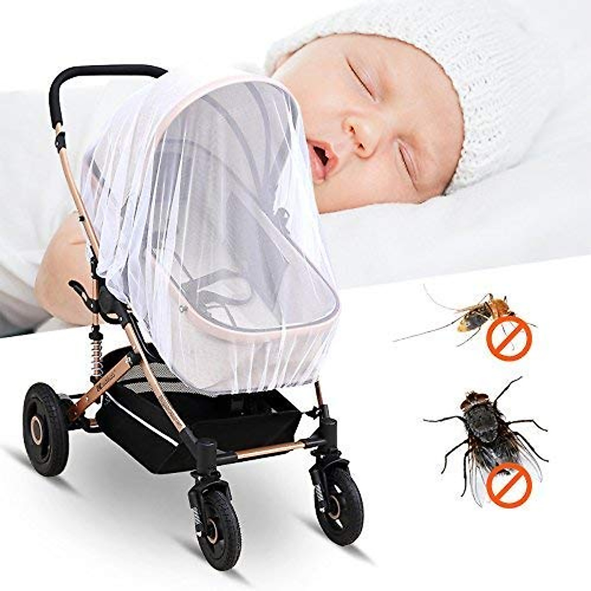 LEMESO Stroller Baby Net - Universal & Elastic & Breathable - for Infant Carriers Car Seats Cradles Cribs Bassinet Playpen Travel Outdoor