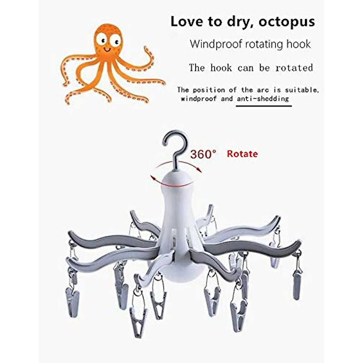 XIZHI Foldable Clip and Drip Hanger/Hanging Drying Rack - 16 Clips Socks Drying Rack for Drying Underwear Clothes,Socks,Bras,Towel,Pants,Hat,Grey