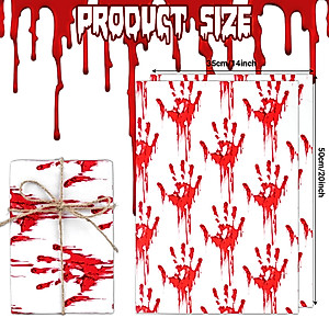 100 Sheets 20 * 14 Inches Horror Bloodstain Pattern Tissue Paper for Gift Bags, Halloween Tissue Paper for Gift Wrapping for Halloween Party DIY Craft