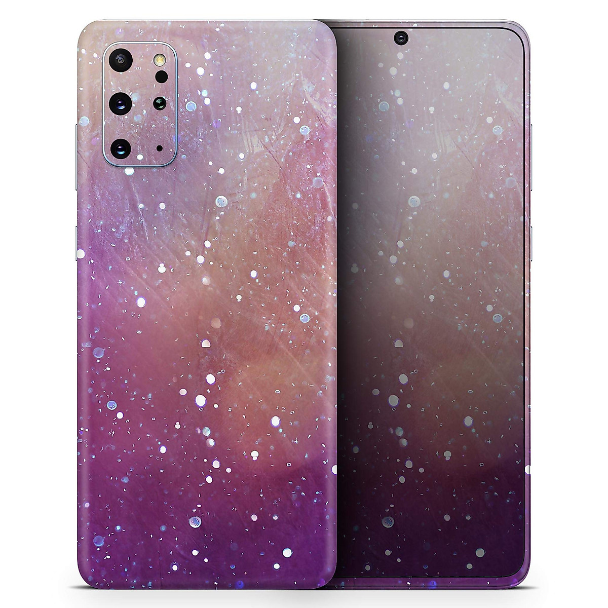 DesignSkinz The Grungy Purple and Orange Scratched Surface Protective Vinyl Decal Wrap Skin Cover Compatible with The Samsung Galaxy S20 (Screen Trim & Back Glass Skin)