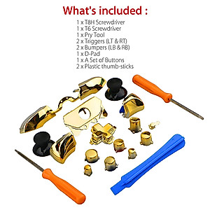 Replacement Parts Repair Full Set ABXY Dpad Triggers Buttons Kits Controller Mod L1 R1 L2 R2 for XboxOne Elite XboxOne Elite (Gold)