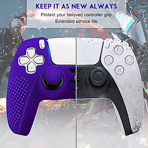 SIKEMAY [2 Pack] PS5 Controller Skin, Anti-Slip Thicken Silicone Protective Cover Case Perfectly Compatible with PlayStation 5 Dualsense Controller Grip with 8 x Thumb Grip Caps - Galactic Purple