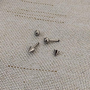 Minimalist Spike Stud Earrings for Women Men Stainless Steel Cool Tiny Cartilage Helix Tragus 16g Screw Back Piercing Studs Hypoallergenic Sensitive Ears Birthday Jewelry Gifts Bff (Silver)