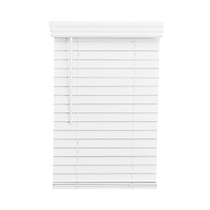 Lotus & Windoware Cordless, 2 Inch Faux Wood Room Darkening Blind, 34" Wide x 60" Long, Embossed, Bright White