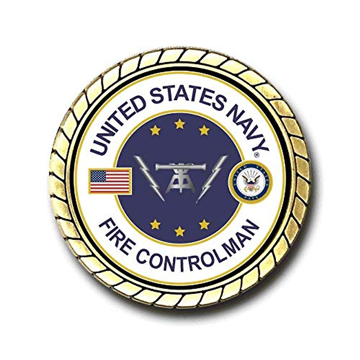 Military Productions,Inc. US Navy Fire Controlman Challenge Coin - Officially Licensed