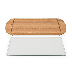 TOSCANA - a Picnic Time brand Billboard Glass Top, Serving Platter, Cheese Charcuterie Boards, (Parawood)