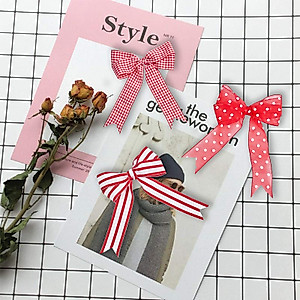 Fabric Ribbons Red and White Plaid Ribbon for Crafts, Grosgrain Striped Ribbon for Gift Wrapping, 1 Inch Organza Polka Dot Ribbon, 30 Yard