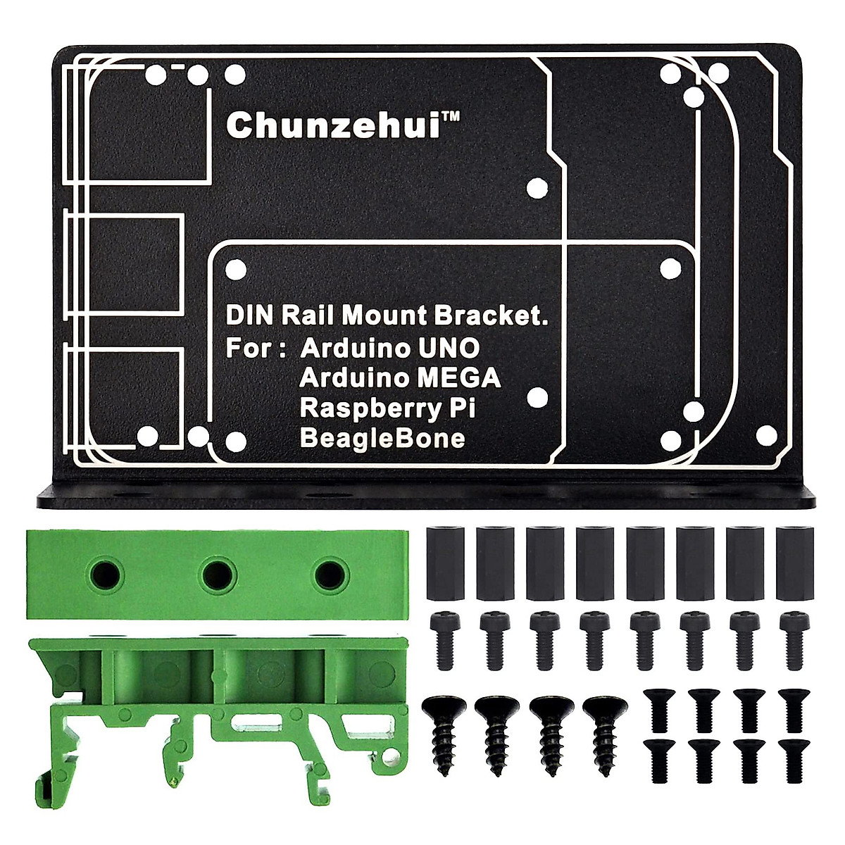 DIN Rail Mount Bracket for Raspberry Pi 1A+ 1B+ 2B 3B 3B+ 4B Zero, UNO Mega-2560 BeagleBone Black