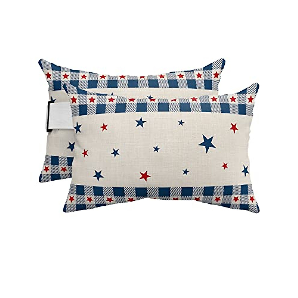 Recliner Head Pillow Ledge Loungers Chair Pillows with Insert 4th of July USA Flag Star Patriot Cotton Linen Lumbar Pillow with Adjustable Strap Outdoor Waterproof Patio Pillows for Beach Pool, 2 PCS